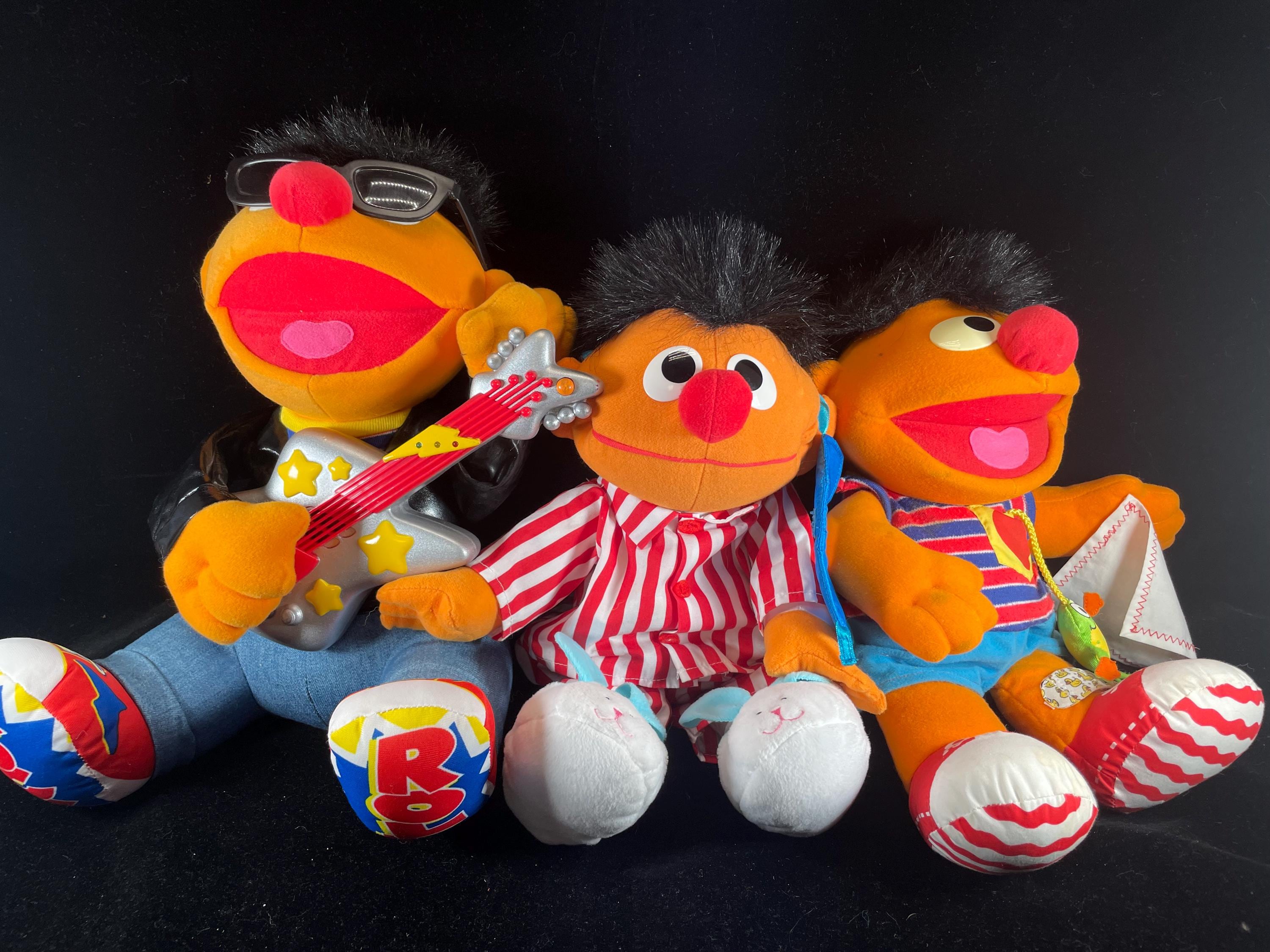 Vintage 1998 Sesame Street Ernie Plush - Rock N Roll, Sing and Snore ...