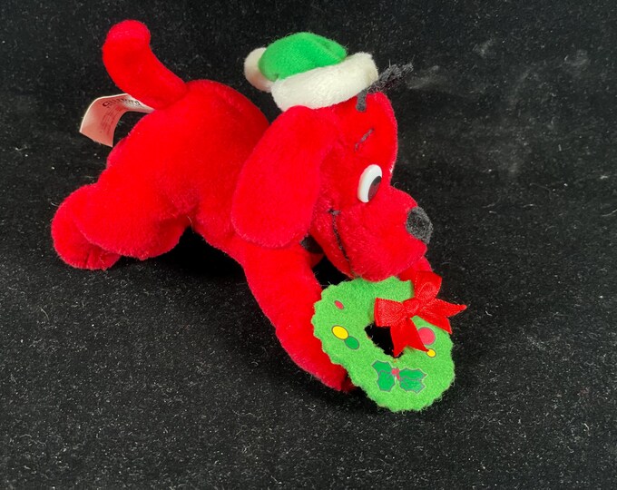 Mini Clifford the Big Red Dog Musical Plush Scholastic Red Wreath Santa ...