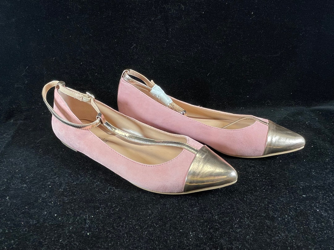 Julianne Hough for Solesociety Pink Gold Pointed Flats Rose Pink Suede ...