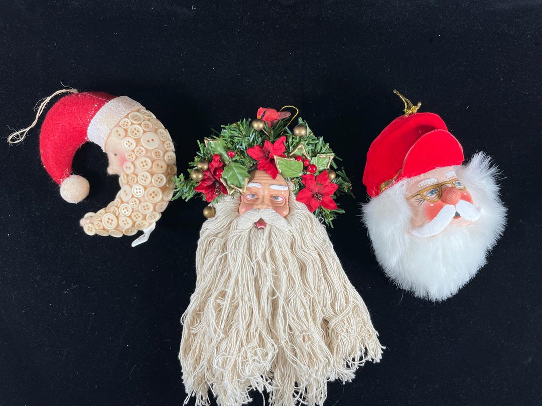 Vintage Santa Head Christmas Ornament, Midwest of Cannon Falls, Button ...