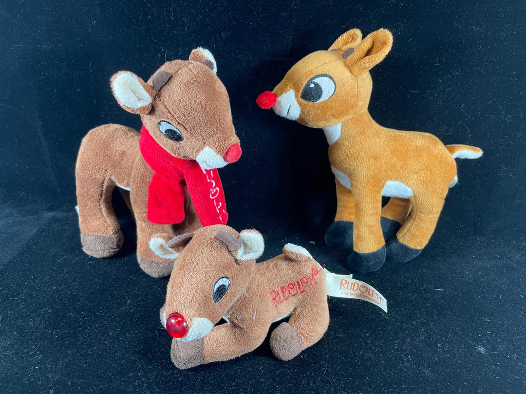 Mini Rudolph the Red Nosed Reindeer Stuffed Plush Musical Light up Nose ...