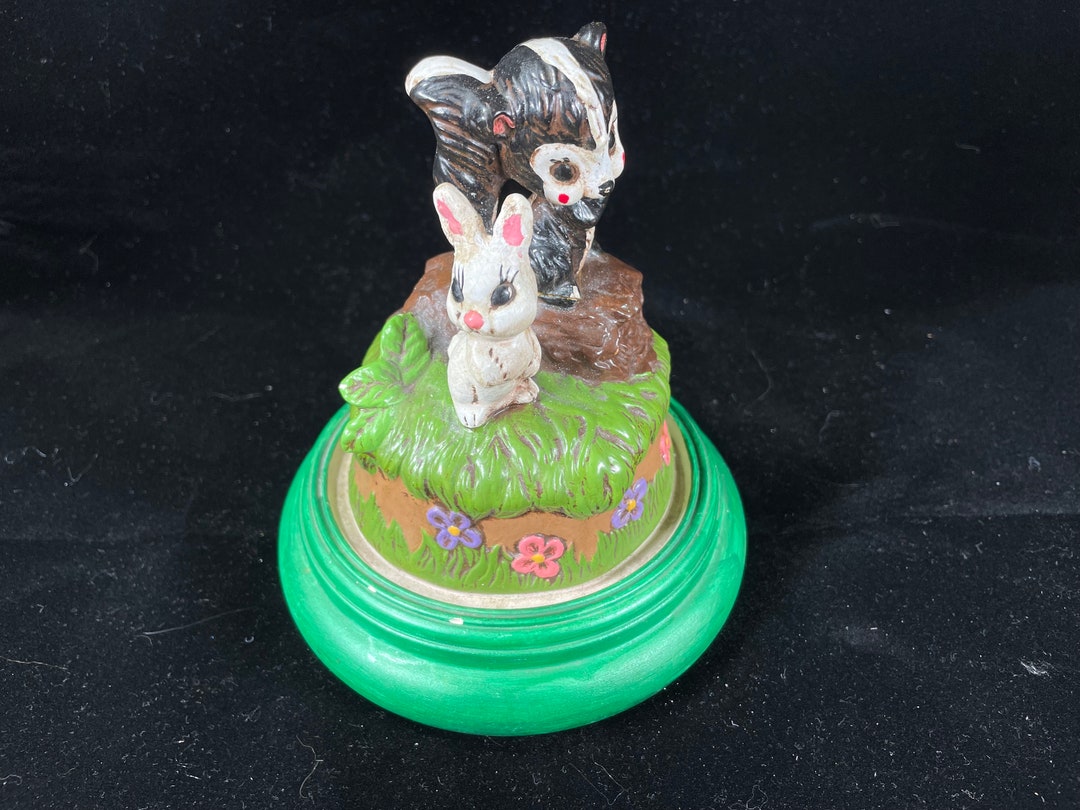 Vintage 1976 Duncan Enterprises Spring Bunny Skunk Music Box Plays ...