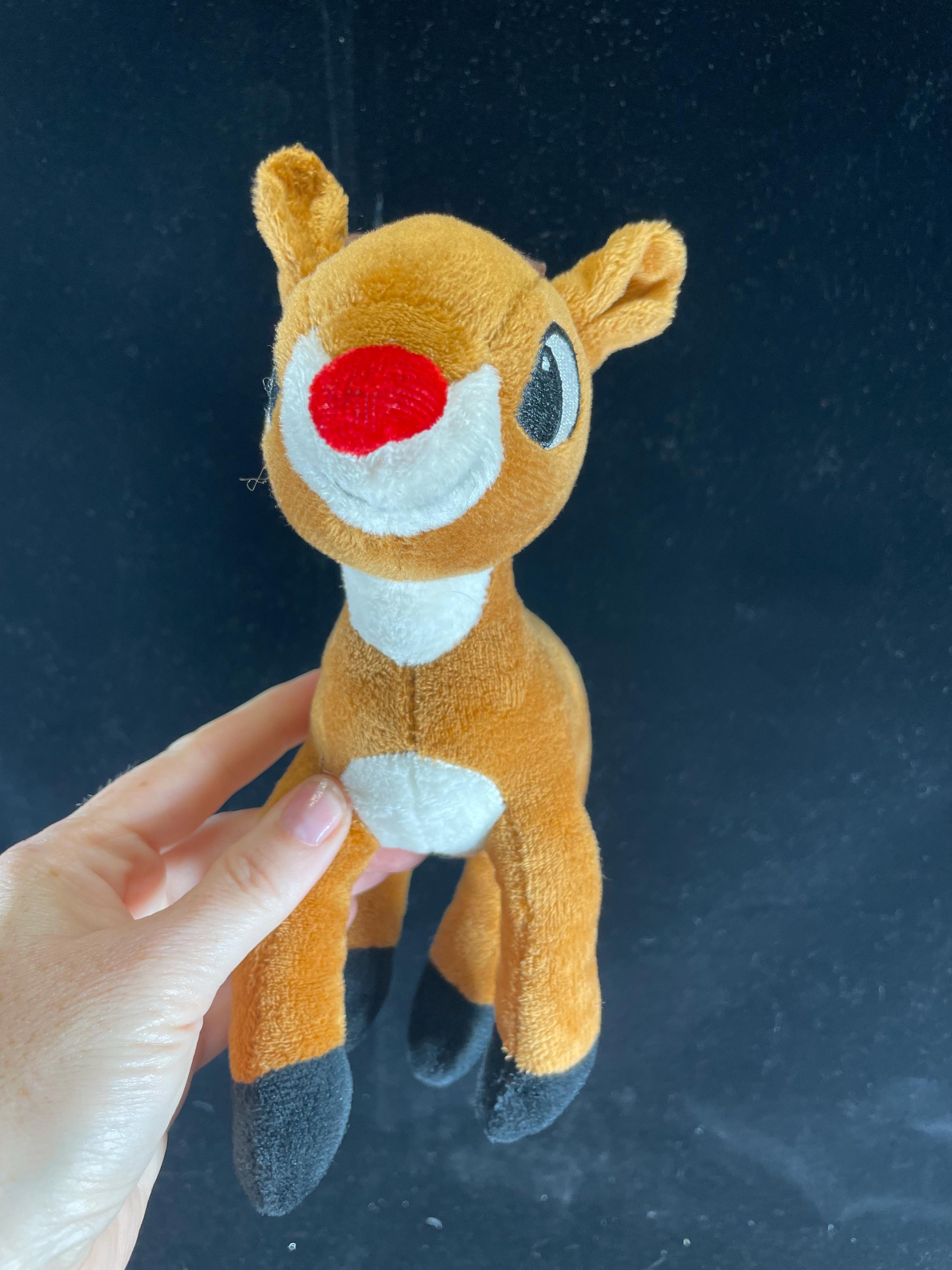 Mini Rudolph the Red Nosed Reindeer Stuffed Plush Musical Light up Nose ...