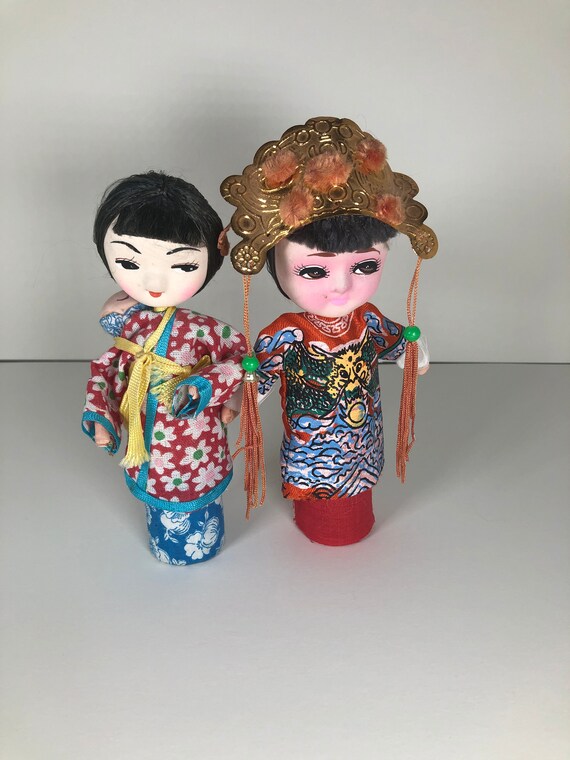 Vintage Yu Chu Chinese Peg Tube Dolls With Crown and Baby - Etsy