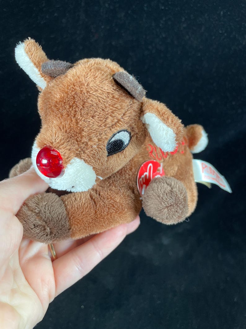 Mini Rudolph the Red Nosed Reindeer Stuffed Plush Musical Light up Nose ...