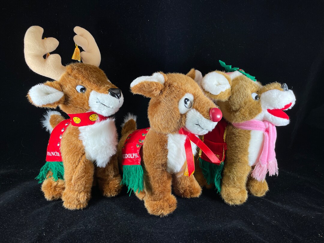 Vintage Nanco Sugar Loaf Coinstar Reindeer Plush Rudolph Prancer Vixen ...