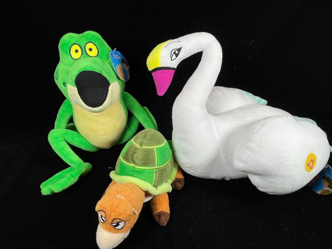 Vintage 1994 Swan Princess Plush Set: Jean-bob Frog, Turtle Speed, Nest ...