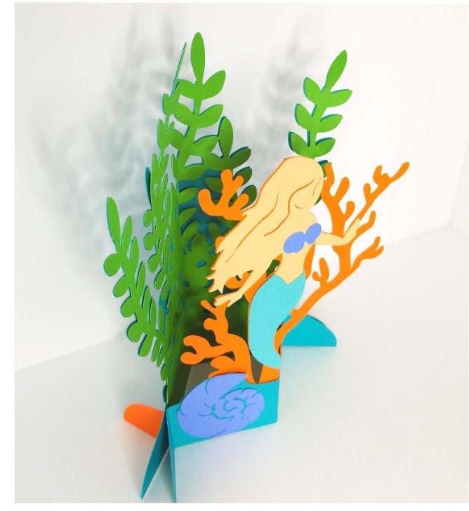 DIY Mermaid 3D Card Template SVG Digital File Cricut - Etsy Australia