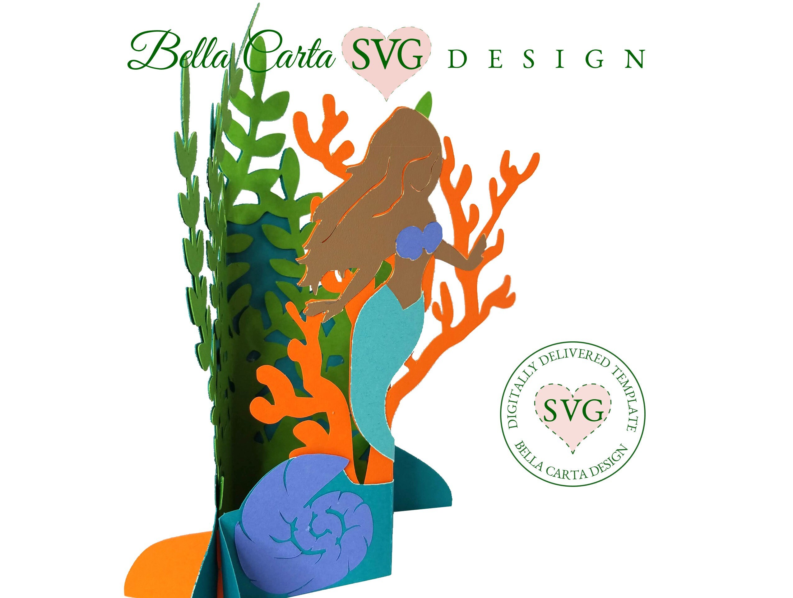 Mermaid 3D Card SVG Template Cut File for Cricut and - Etsy Ireland