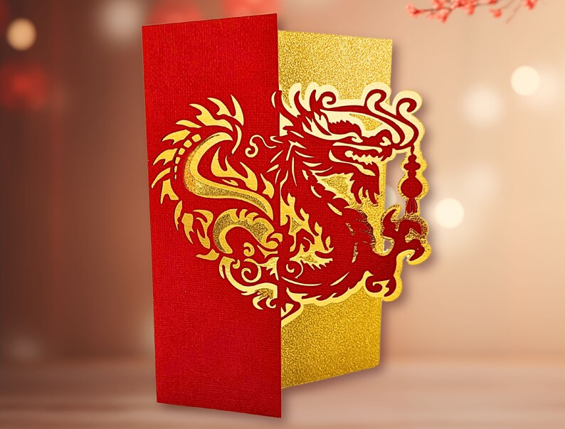 Chinese Dragon Card 3D SVG Template for Cricut and Silhouette Cutting ...