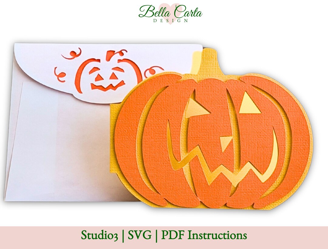 3D Jack O Lantern Halloween Card SVG | DIY Pumpkin Invitation for ...