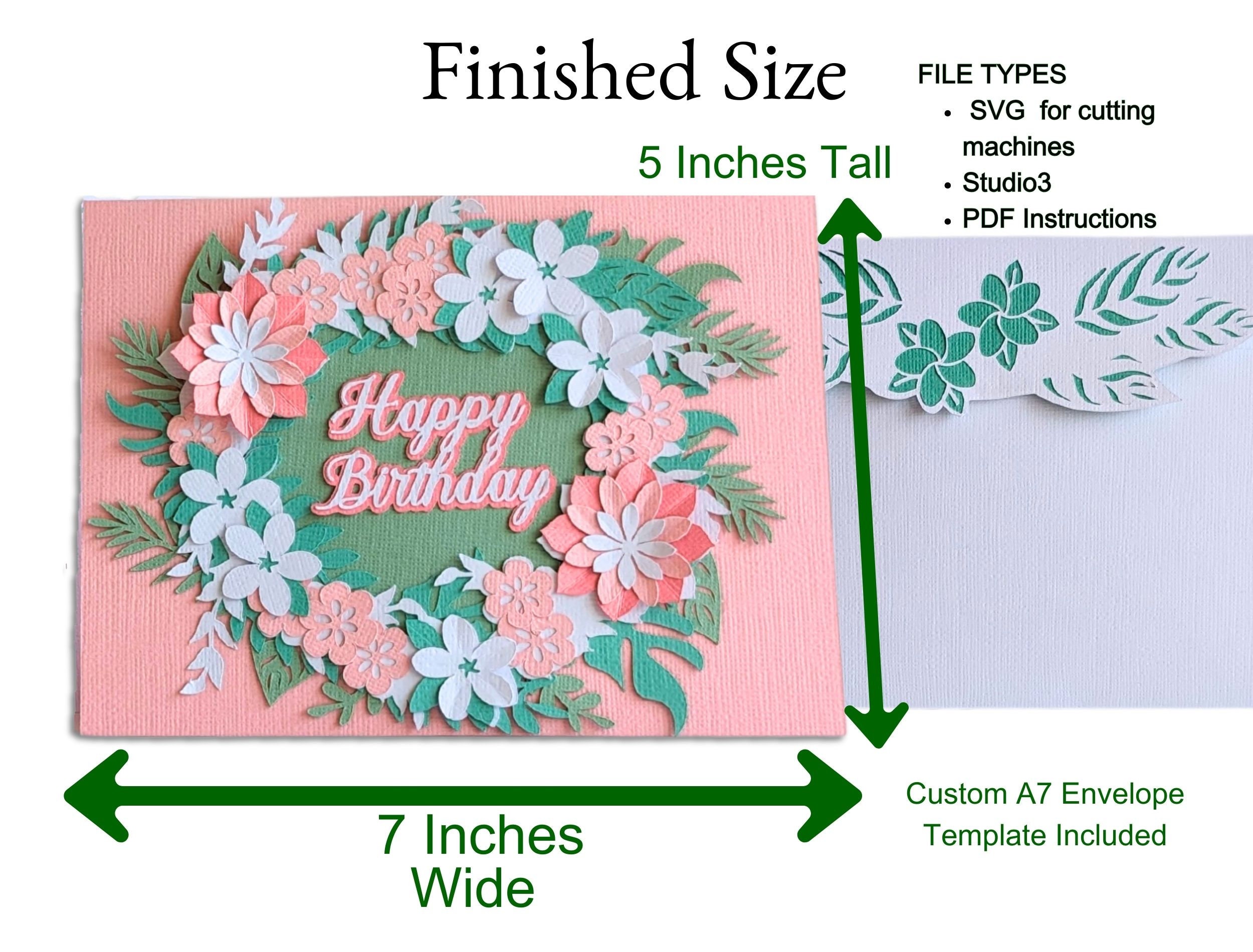 DIY Floral Wreath Card Template - 3D SVG Design for Cricut & Silhouette ...