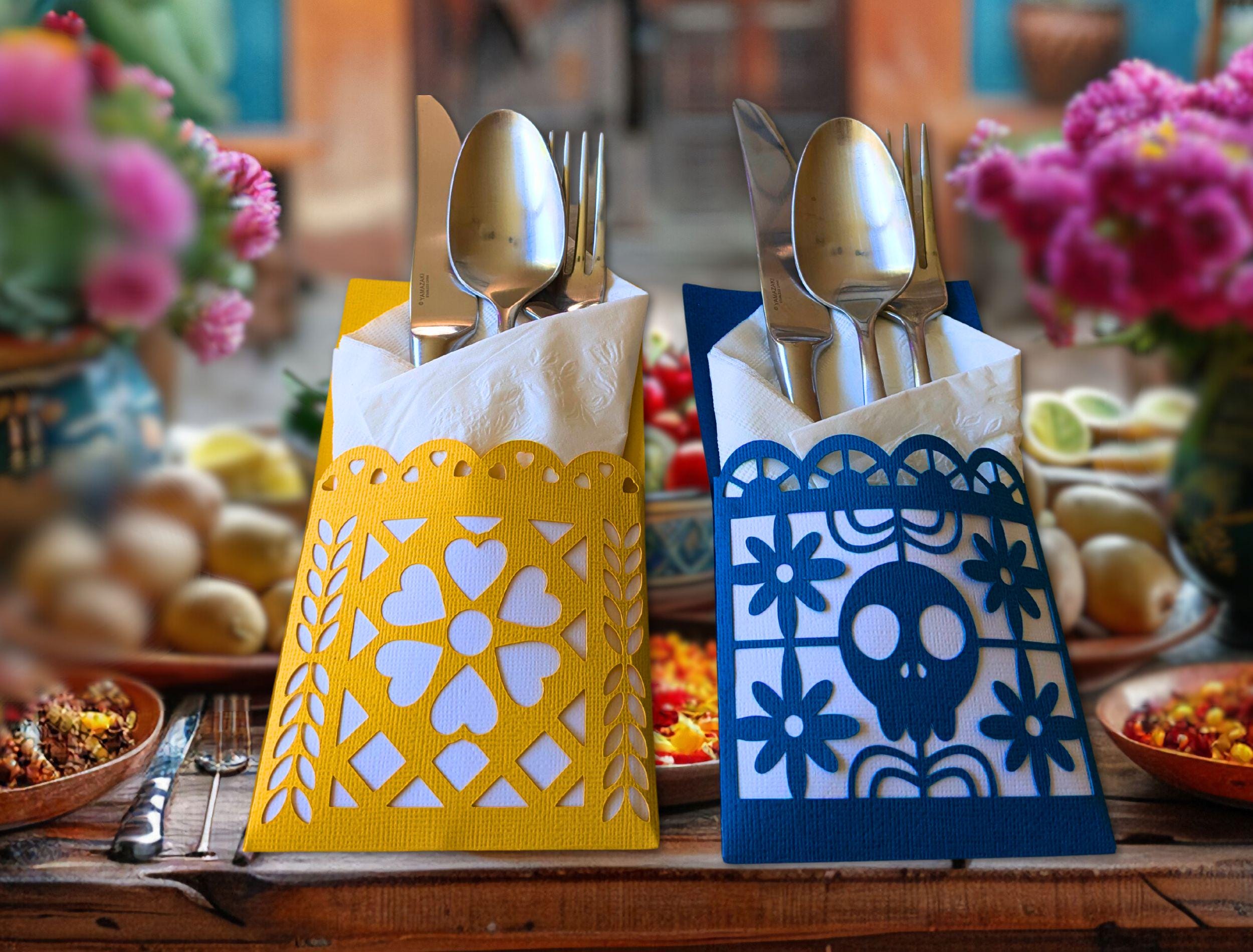 Day of the Dead Flatware Sleeves 3D SVG- Papel Picado-inspired Dia De ...