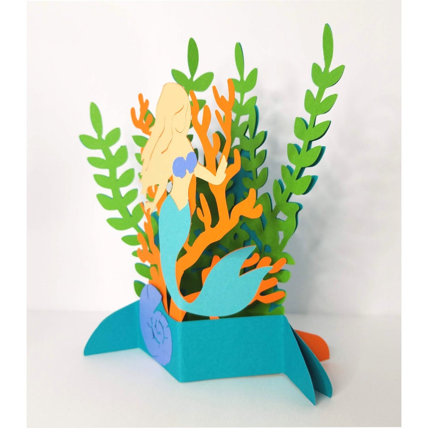DIY Mermaid 3D Card Template SVG Digital File Cricut - Etsy Australia