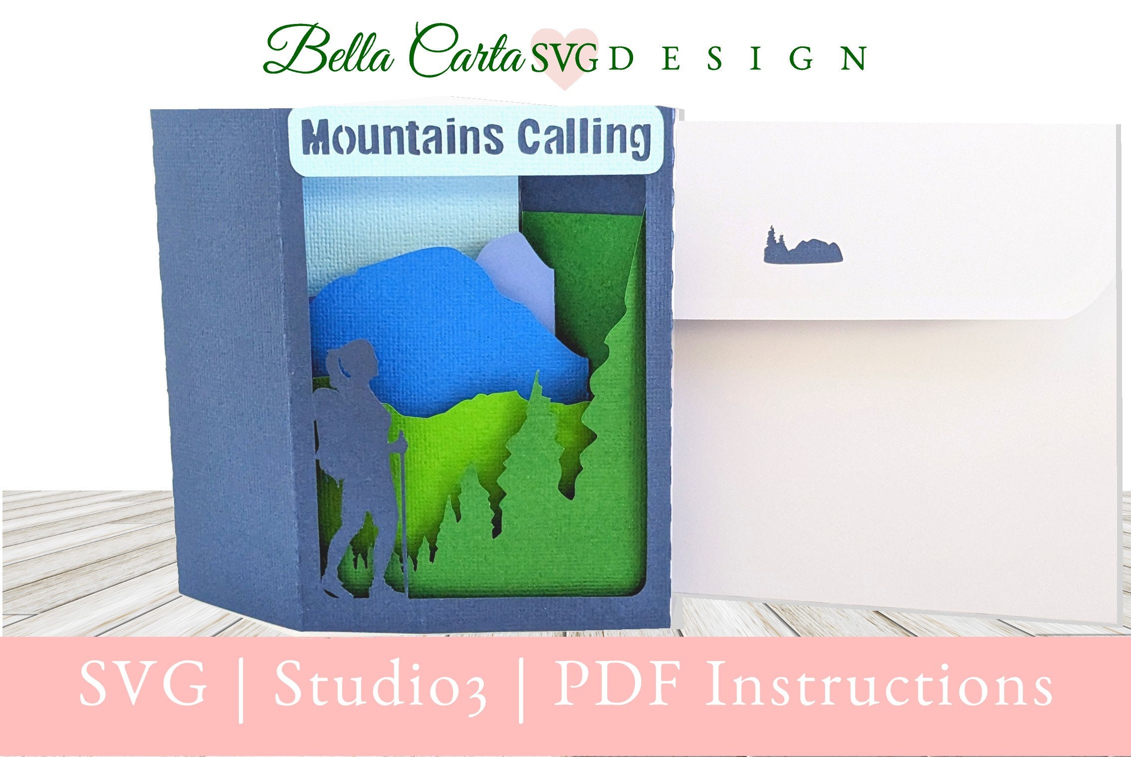 Mountain Hike Shadowbox 3D SVG Card Template for Cricut and Silhouette ...