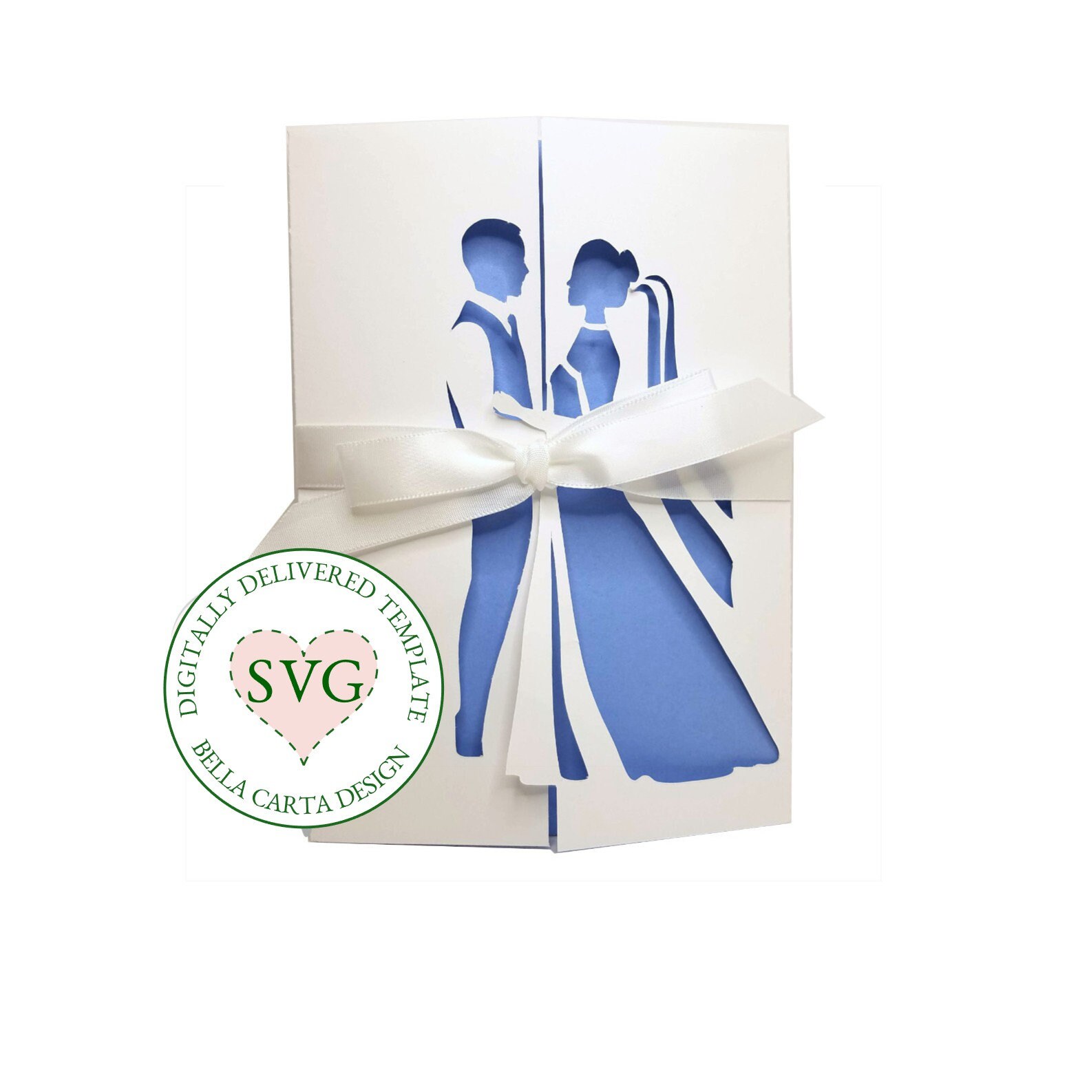 Bride and Groom Wedding Gate Fold Card SVG Cricut - Etsy