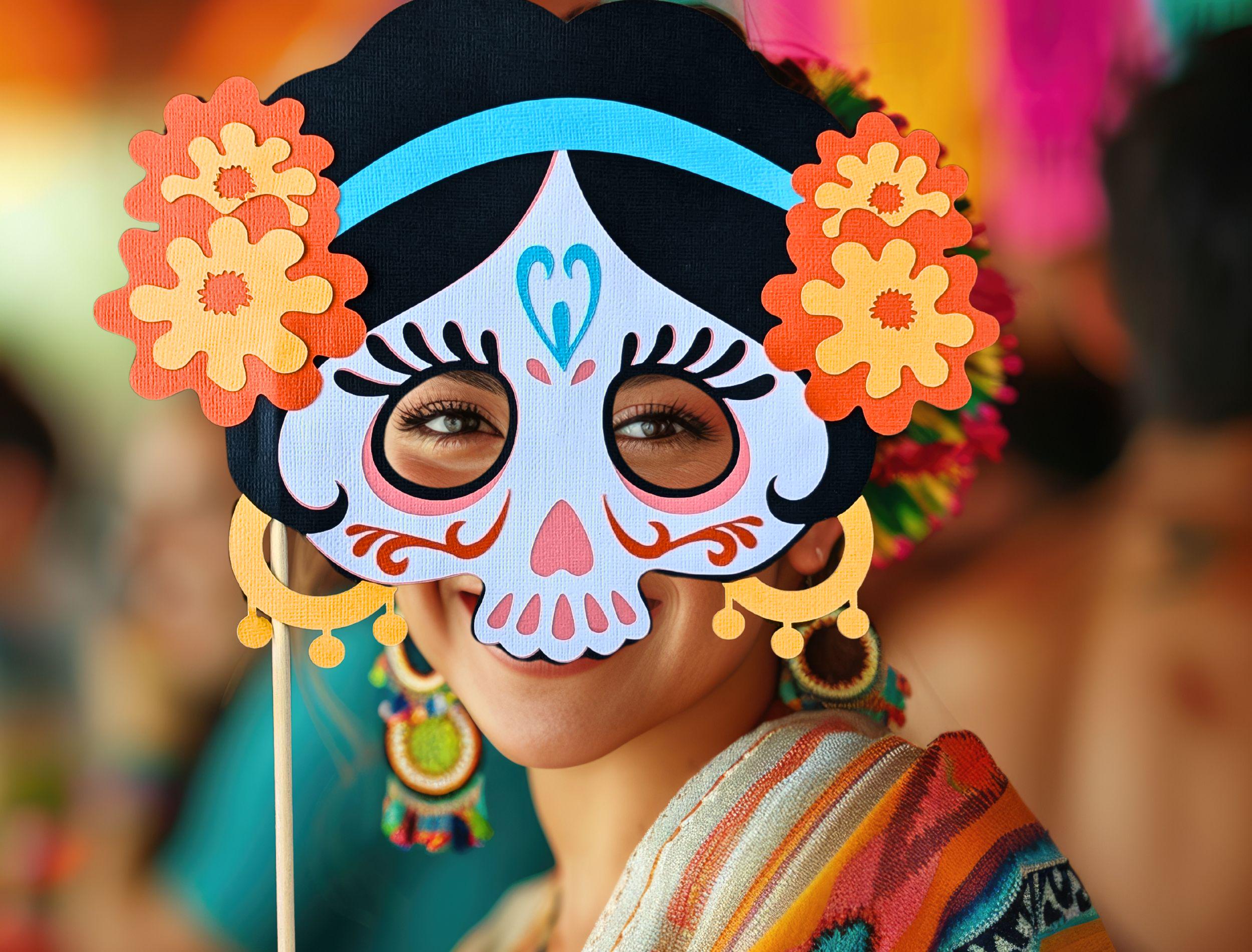 Day of the Dead La Catrina Skull 3D SVG Mask - Dia De Los Muertos ...
