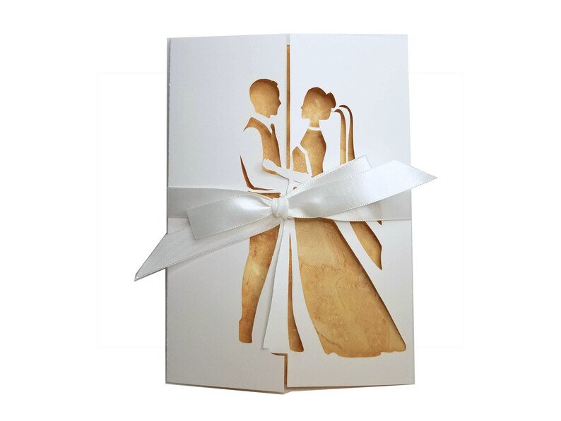 Bride and Groom Wedding Gate Fold Card SVG Cricut - Etsy
