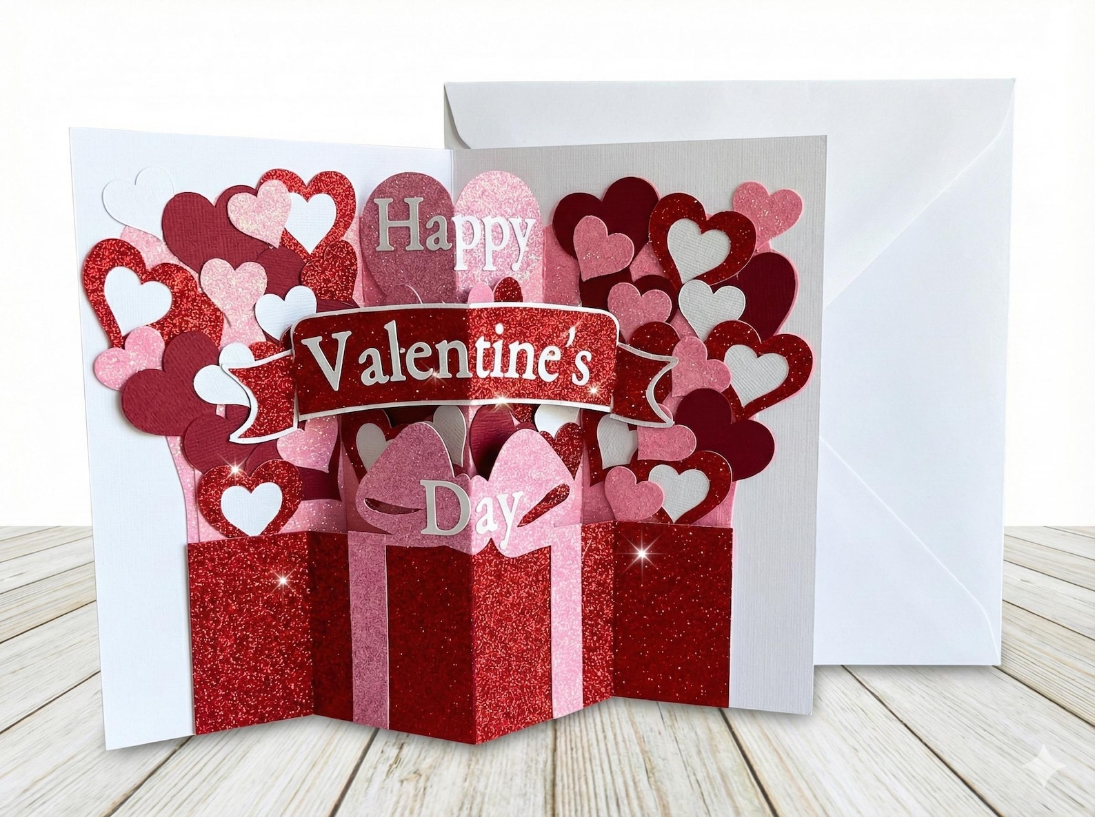 Valentine's Day Hearts Pop up Card SVG | Digital Project Template for ...