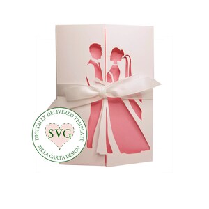 Bride and Groom Wedding Gate Fold Card SVG Cricut - Etsy