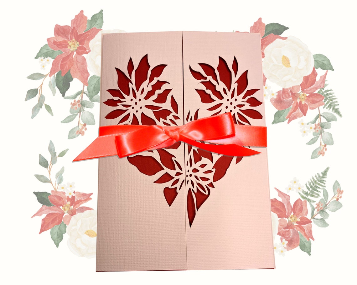 Flower Heart Gate Fold Card SVG for Cricut - Etsy