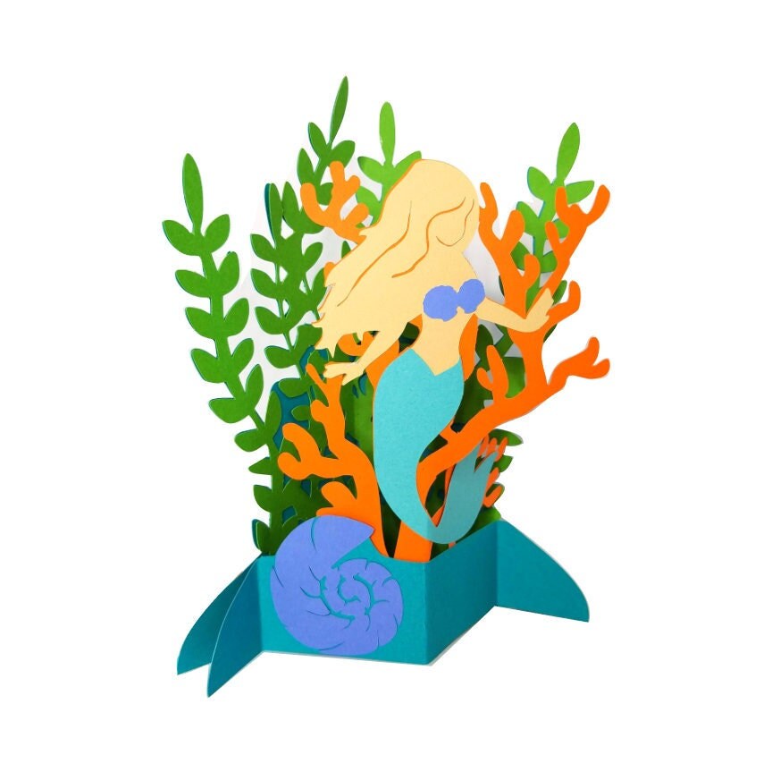 DIY Mermaid 3D Card Template SVG Digital File Cricut - Etsy Australia