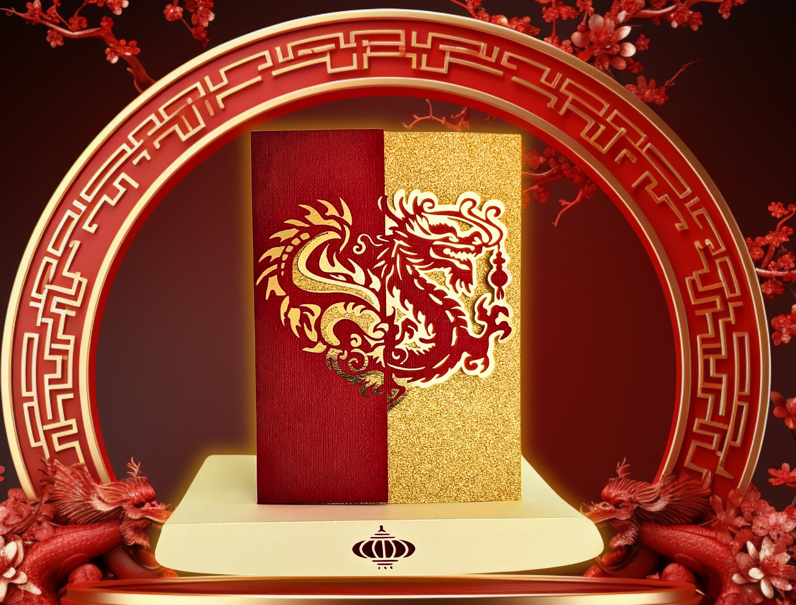 Chinese Dragon Card 3D SVG Template for Cricut and Silhouette Cutting ...
