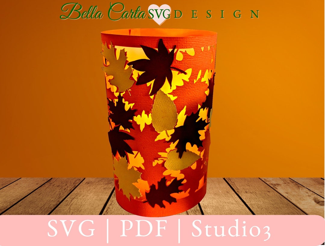 Fall Leaves Lantern 3D SVG Template for Cricut and Silhouette Cutting ...