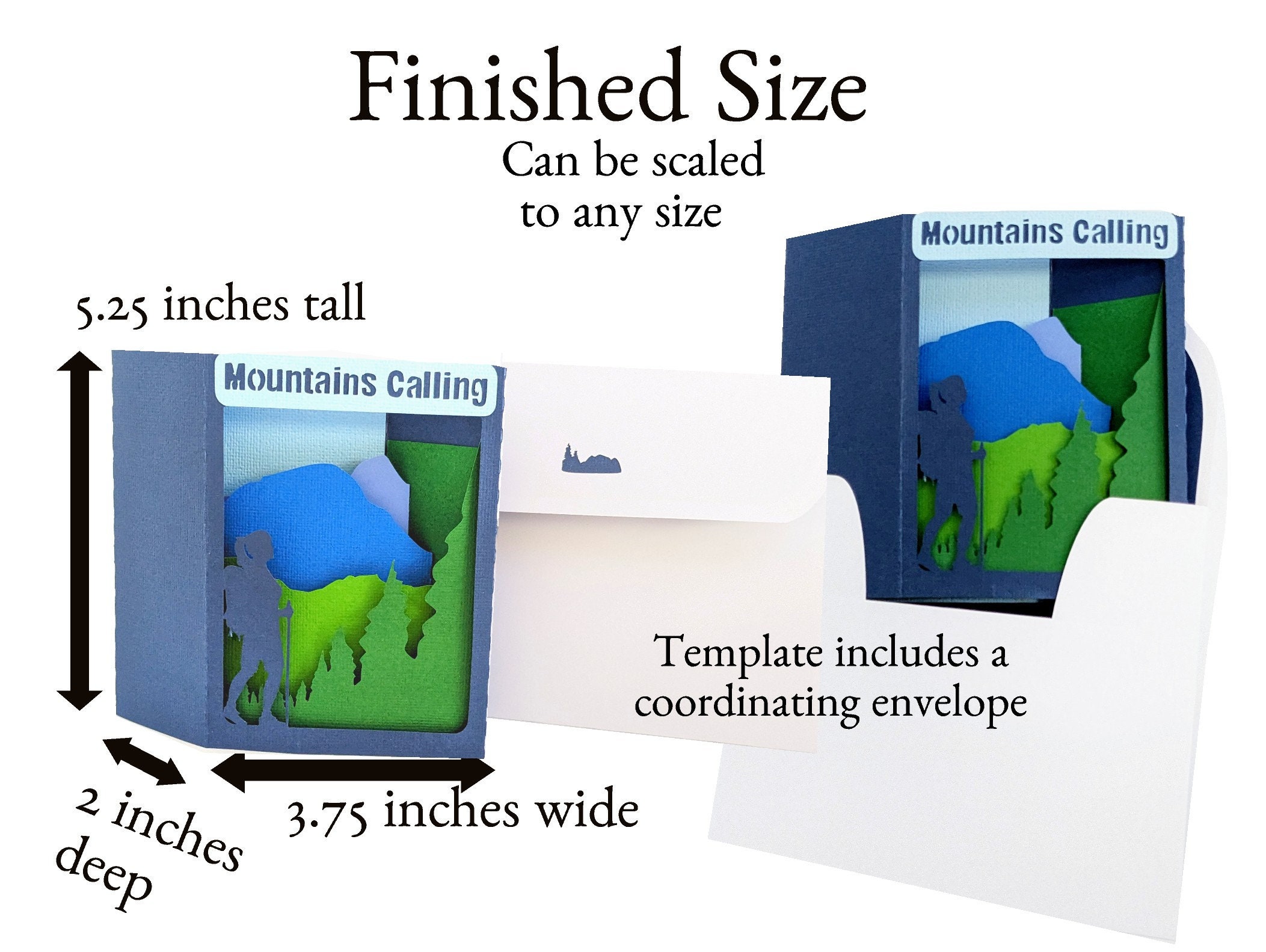 Mountain Hike Shadowbox 3D SVG Card Template for Cricut and Silhouette ...