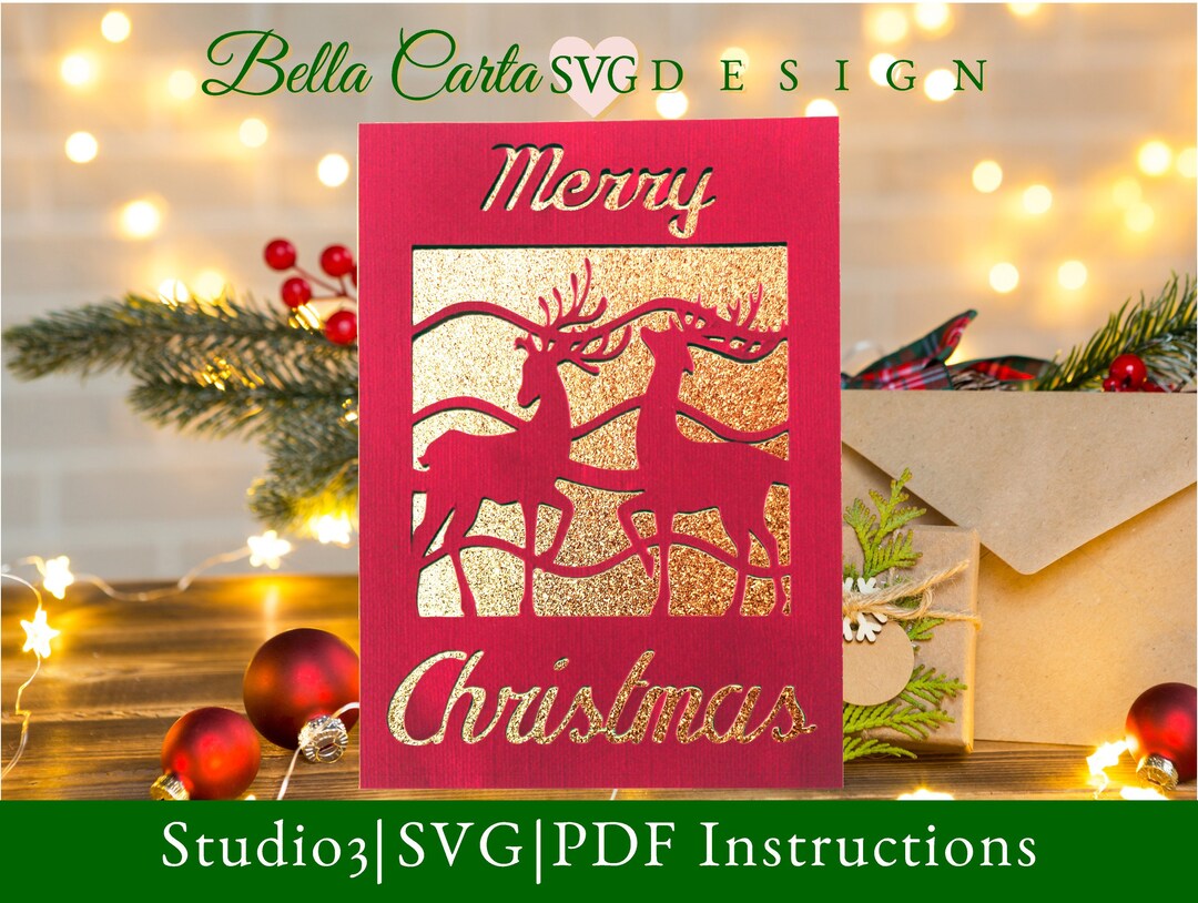 Christmas Reindeer Layered Card SVG DIY Cricut - Etsy