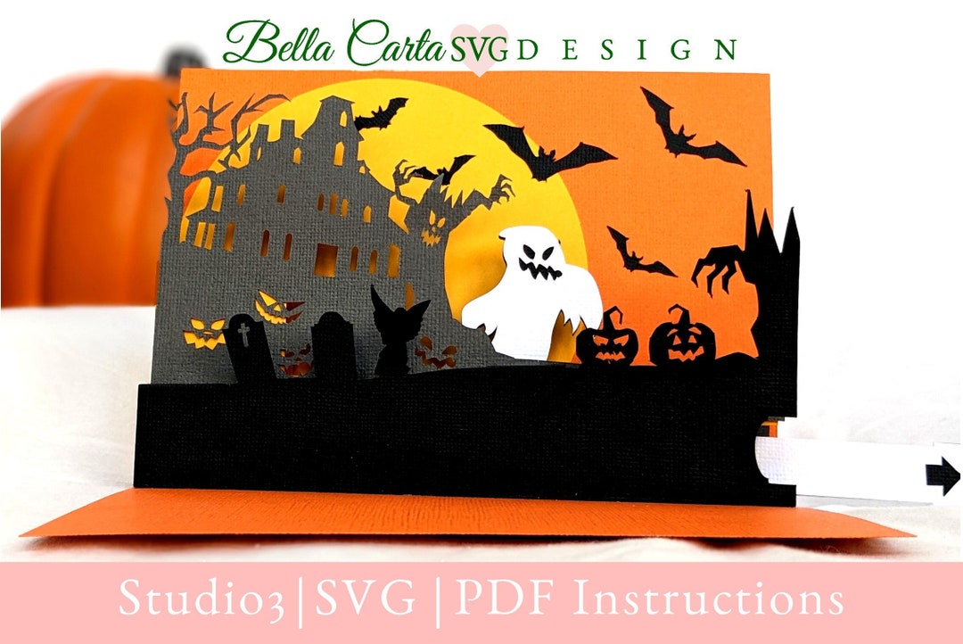 Haunted House & Ghost 3D Pop up SVG Card for Cricut and Silhouette - Etsy