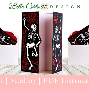 Dancing Skeletons SVG Layered 3D Card, Gothic Gatefold Card for Cricut ...