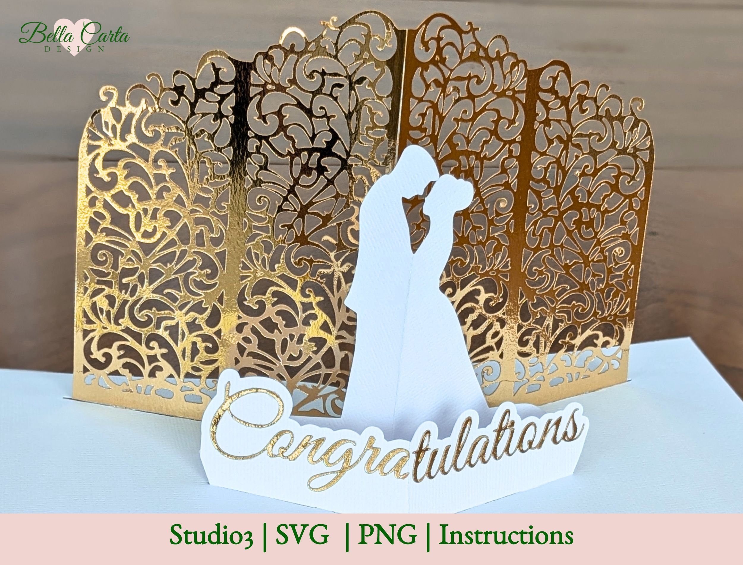 Elegant Pop-up Wedding Card 3D SVG Template for Cricut and Silhouette ...