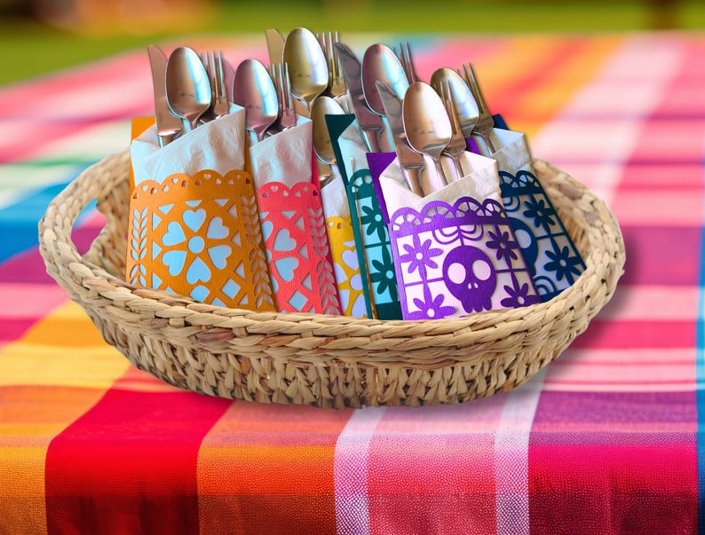 Day of the Dead Flatware Sleeves 3D SVG- Papel Picado-inspired Dia De ...