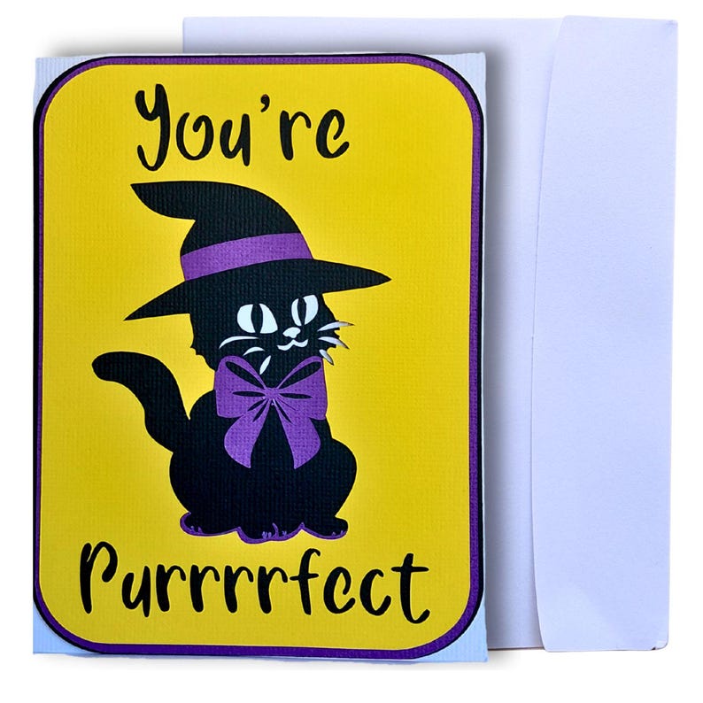 Cute Black Cat Card SVG + PDF | Cute Printable Halloween Card for Kids ...