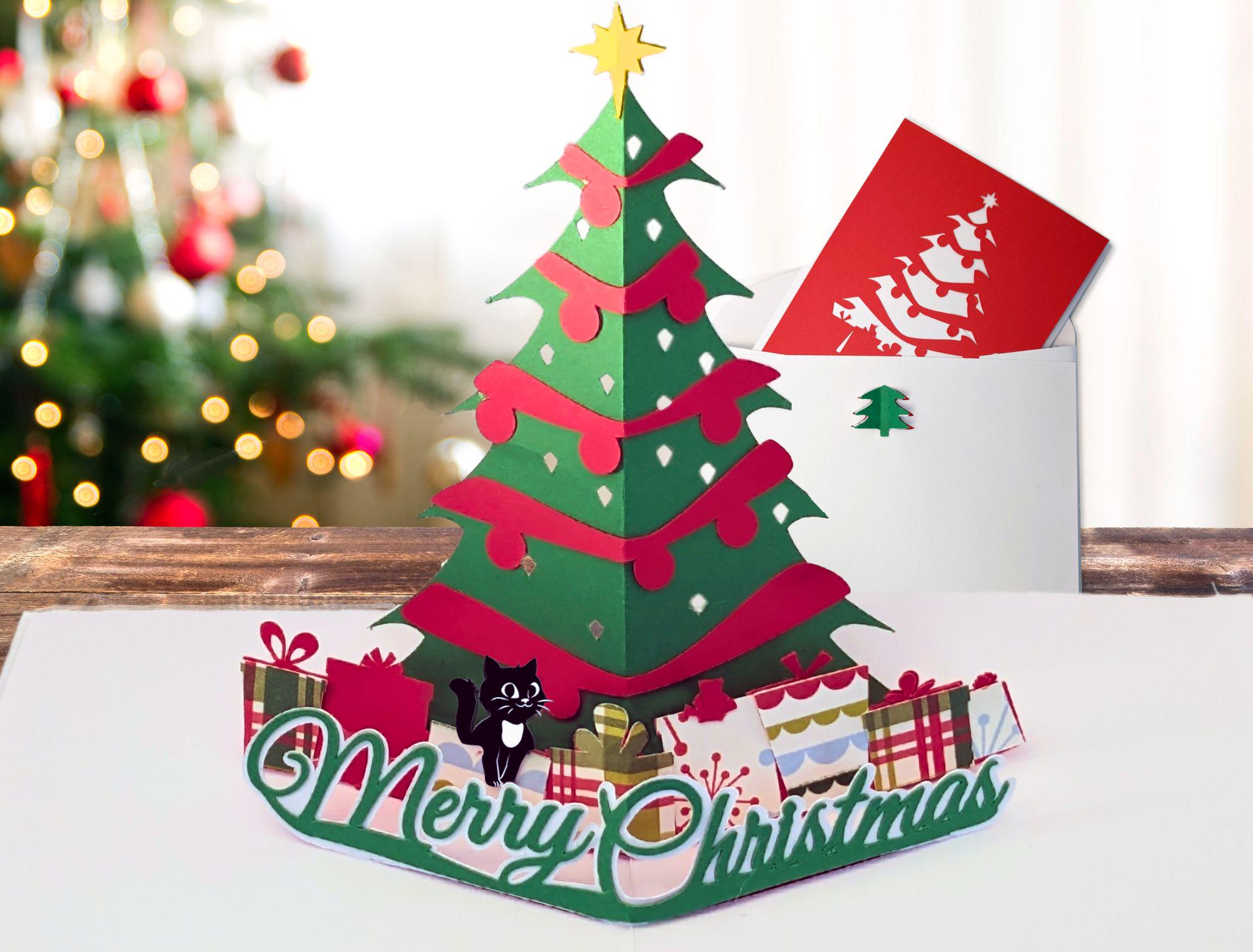 Pop up Christmas Card SVG Bundle | Four Holiday Pop up Card Digital ...