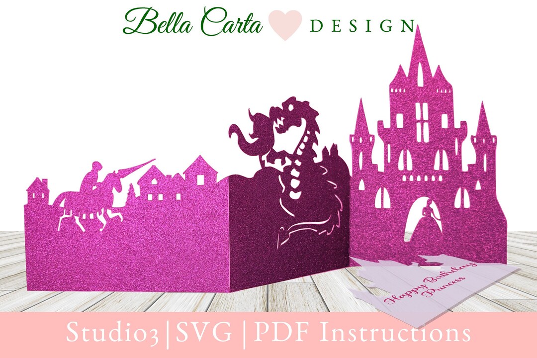 Princess Castle 3 Fold SVG Digital Card for Cricut, Silhouette and ...