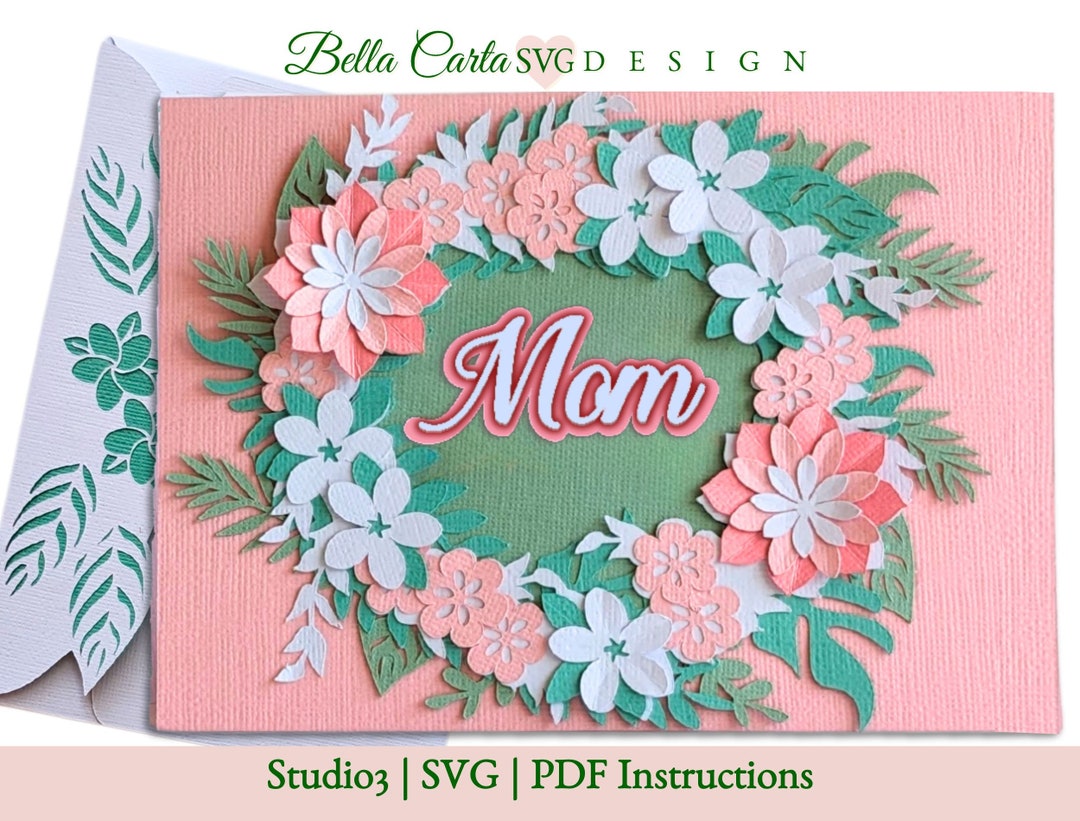 DIY Floral Wreath Card Template - 3D SVG Design for Cricut & Silhouette ...