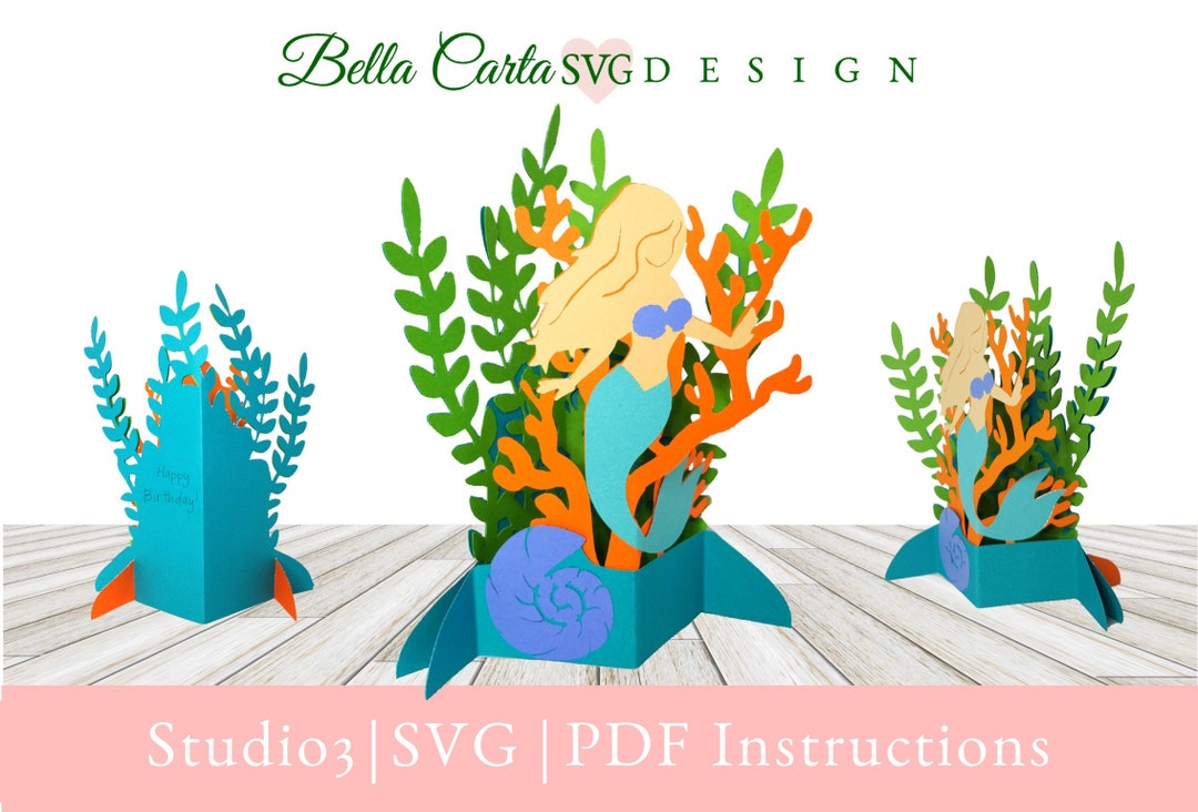 DIY Mermaid 3D Card Template SVG Digital File Cricut - Etsy