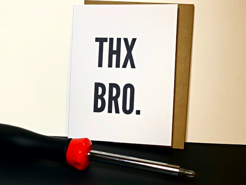 Minimalist THX BRO 5-pack Thank You Card Set for Male Coworker Brother Colleague Black & White ...