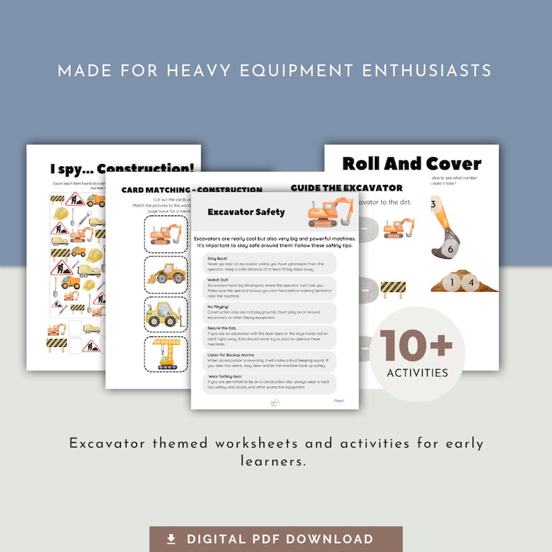 Excavator Unit Study - Workbook - Educational Resource -digital Item ...