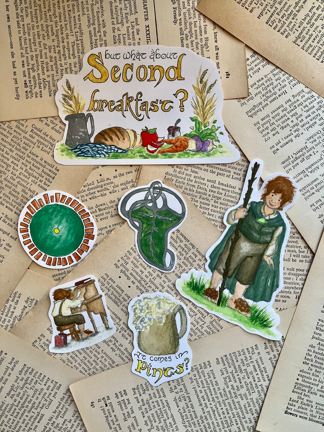 Hobbit Stickers Lord of the Rings J.R.R. Tolkien Literary Gift Handmade ...