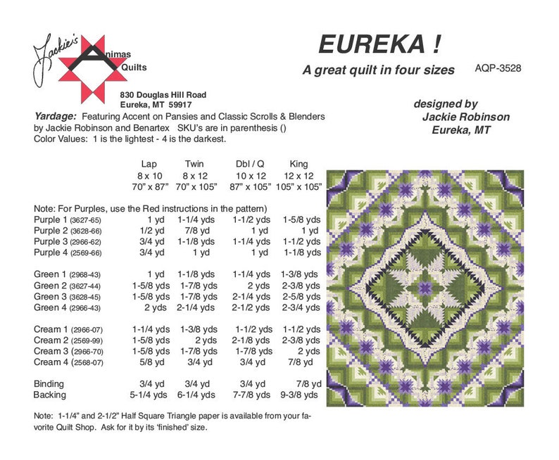 Eureka Quilt Pattern by Jackie Robinson digital Pattern - Etsy