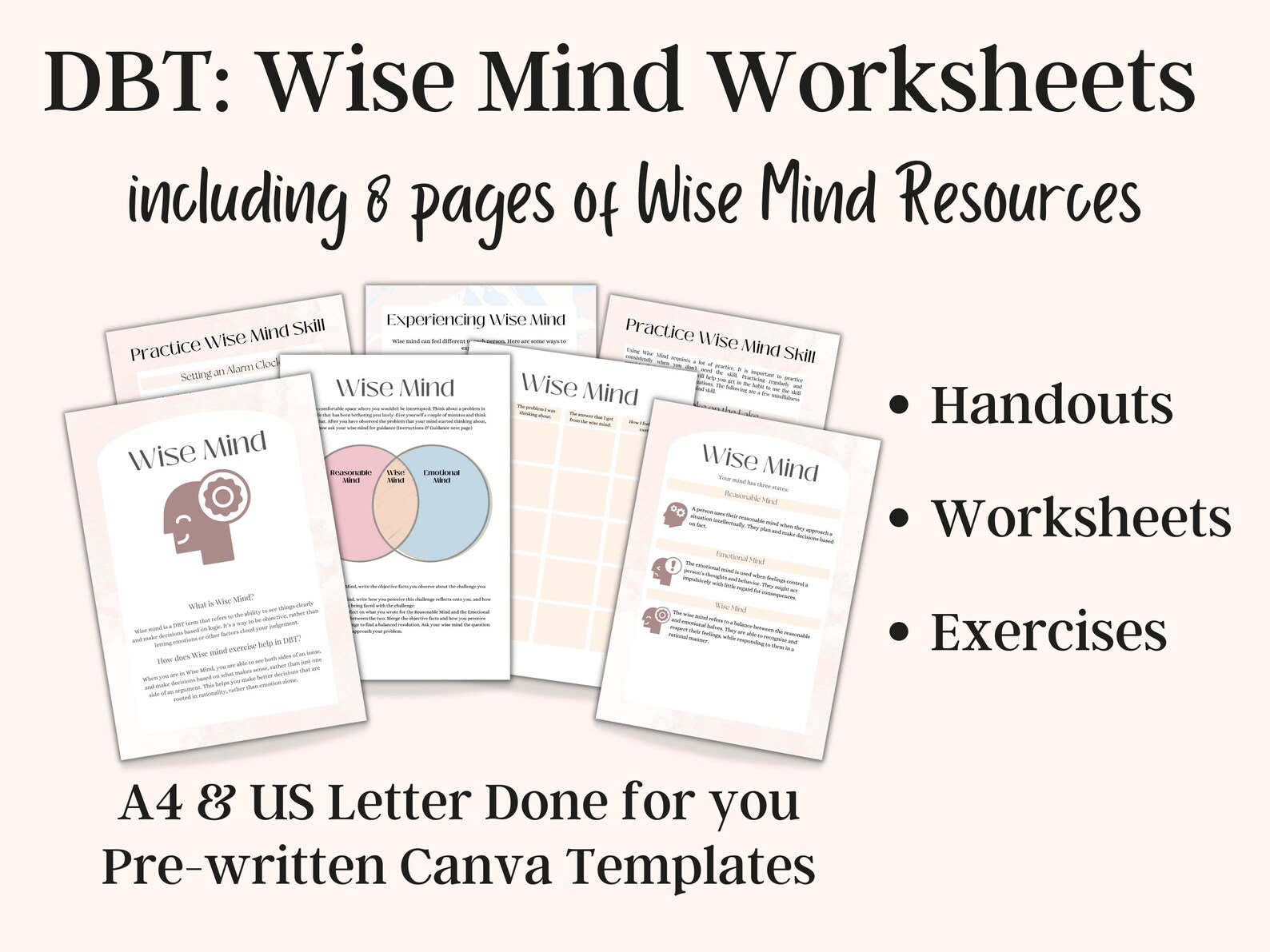 DBT Wise Mind Worksheets, DBT Skills, Therapy Worksheets, Wise Mind ...