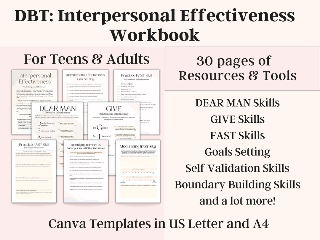 DBT Worksheets for Interpersonal Effectiveness, DBT Workbook, DBT ...