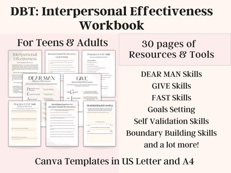 DBT Worksheets for Interpersonal Effectiveness, DBT Workbook, DBT ...