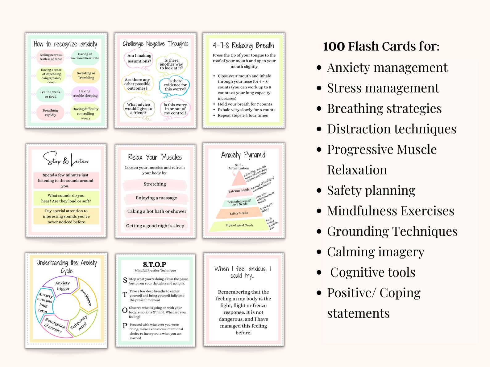 Anxiety Coping Cards Anxiety Affirmation Cards Anxiety Flash - Etsy