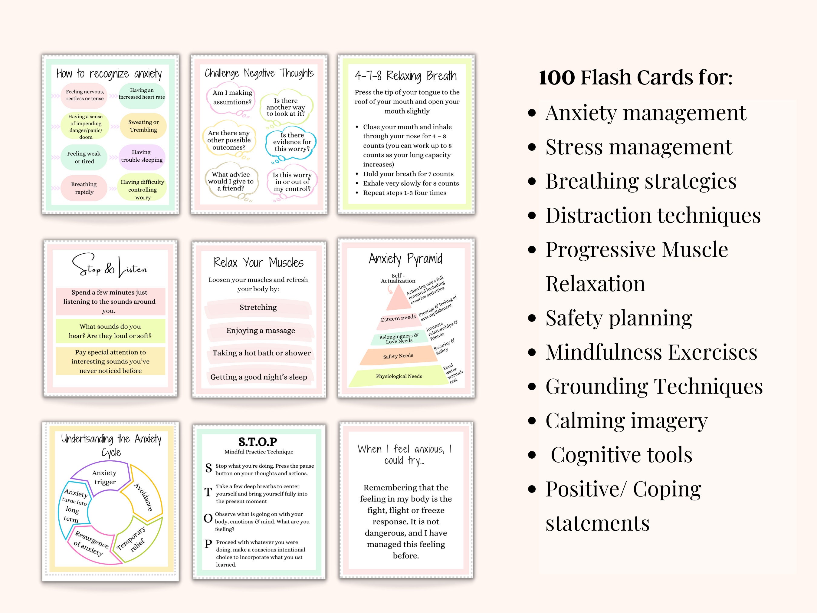 Anxiety Coping Cards Anxiety Affirmation Cards Anxiety Flash - Etsy UK