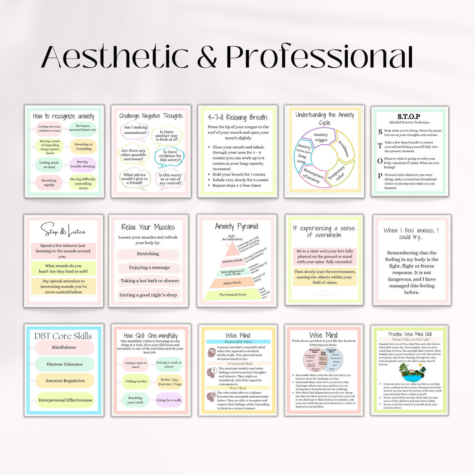 DBT Skills Cards, DBT Coping Skills Flash Cards, Anxiety Affirmation ...