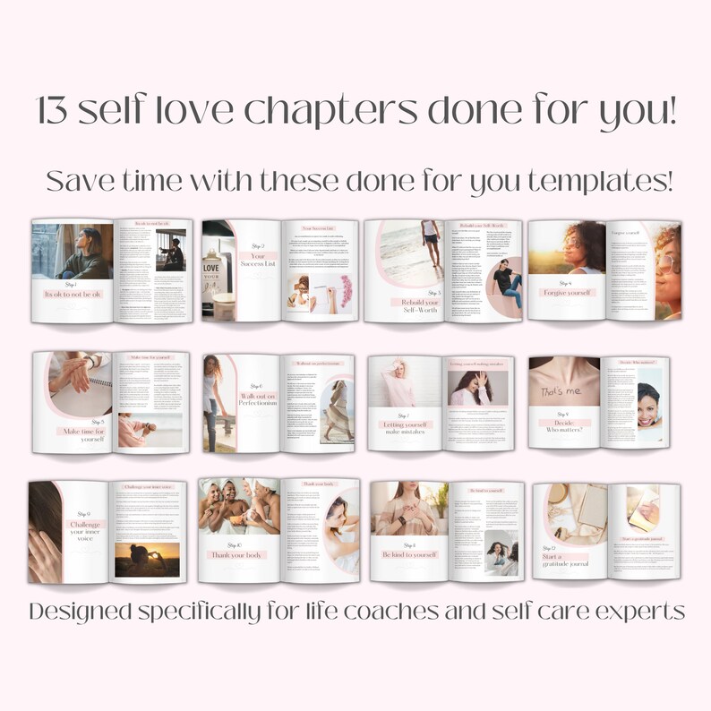 Ebook Template Canva , Self Love Ebook Template , Life Coaching , Self Love Template, Freebie ...
